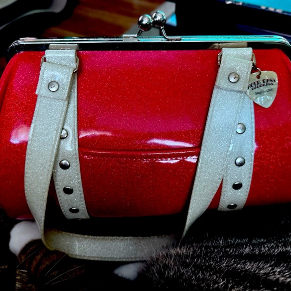 Hold Fast Handbags | Bags | Used Kissing Latch Bag Purse Red Glitter By ...